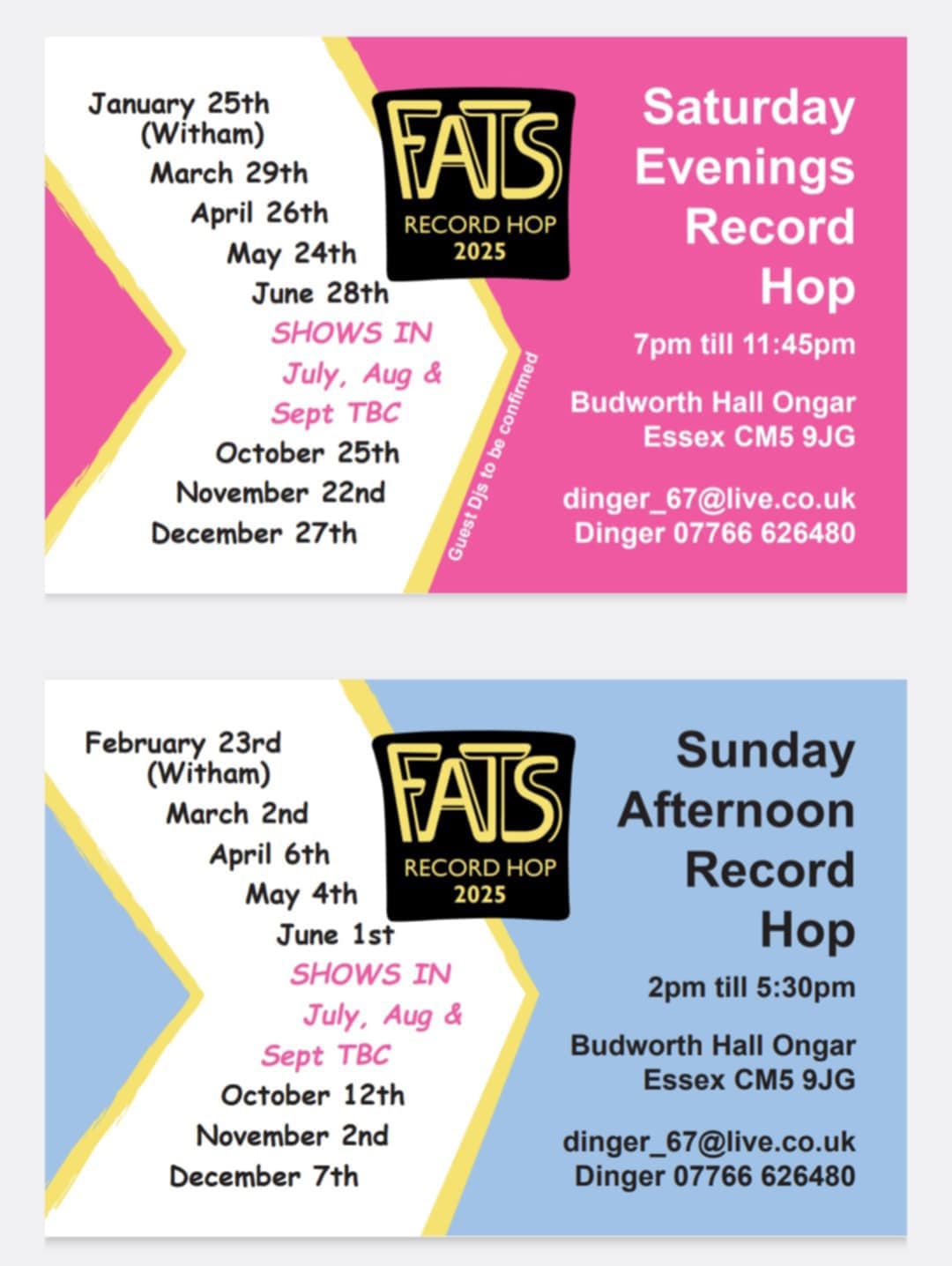 Fats City Record Hop Jive Club & Tea Dance – Budworth Hall | Chipping Ongar